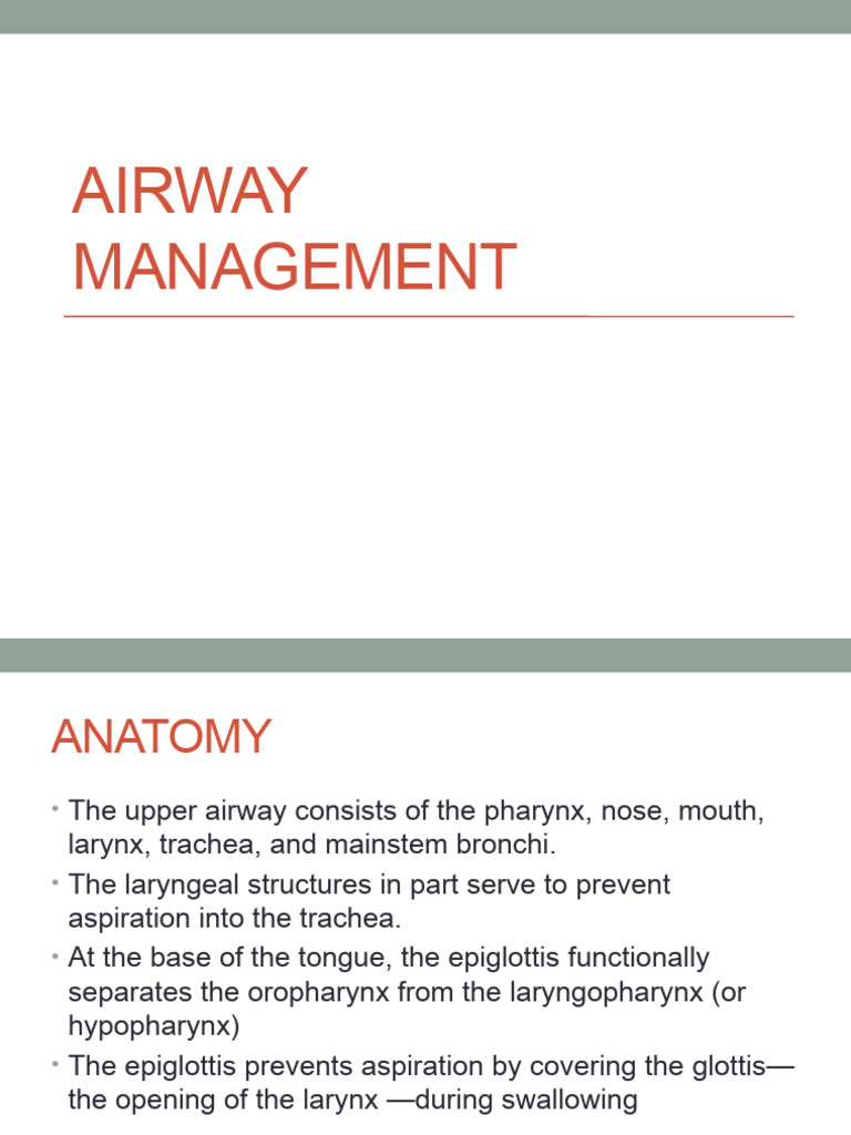 Airway Management | PDF | Larynx | Medical Specialties