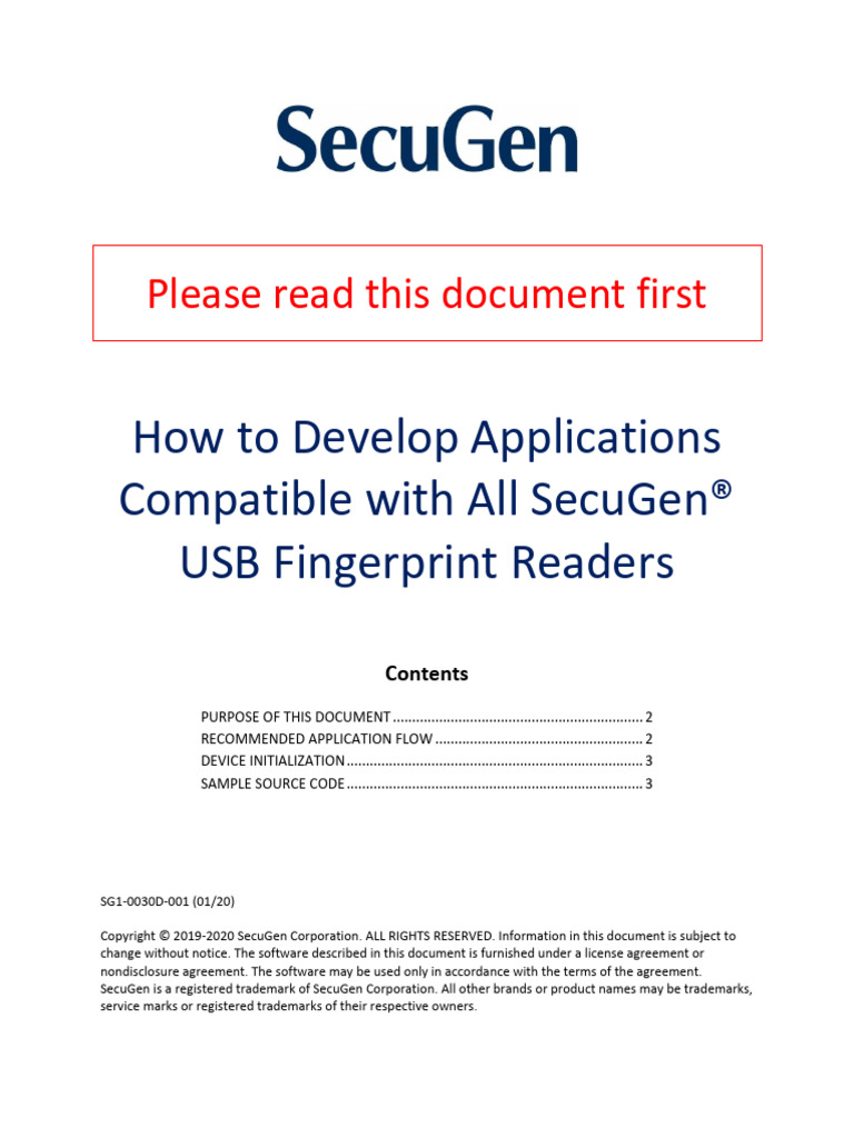 How To Develop Applications Compatible With All SecuGen USB Readers ...