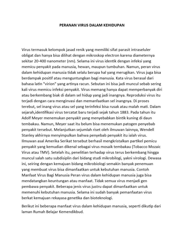 Peranan Virus Dalam Kehidupan | PDF