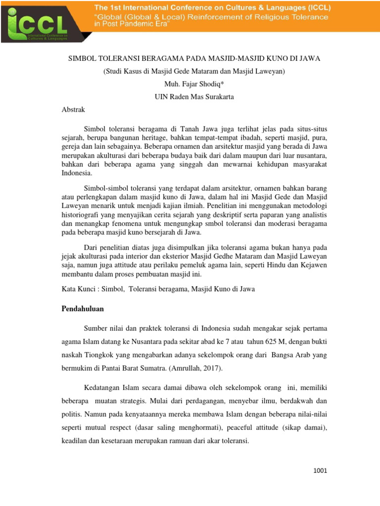 1001-1020 - Artikel-Symbol Toleransi Beragama Pada Masjid - M. Fajar ... 1001-1020 - Artikel-Symbol Toleransi Beragama Pada Masjid - M. Fajar ...