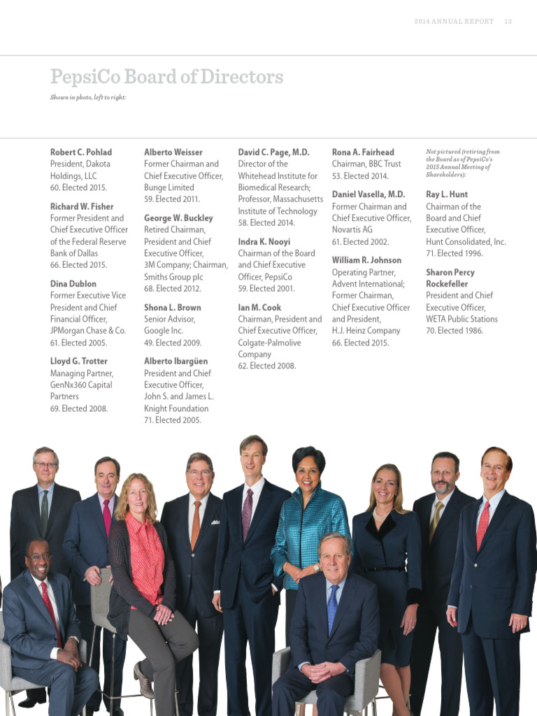 PepsiCo Board of Directors Overview | PDF | Pepsi Co | Business