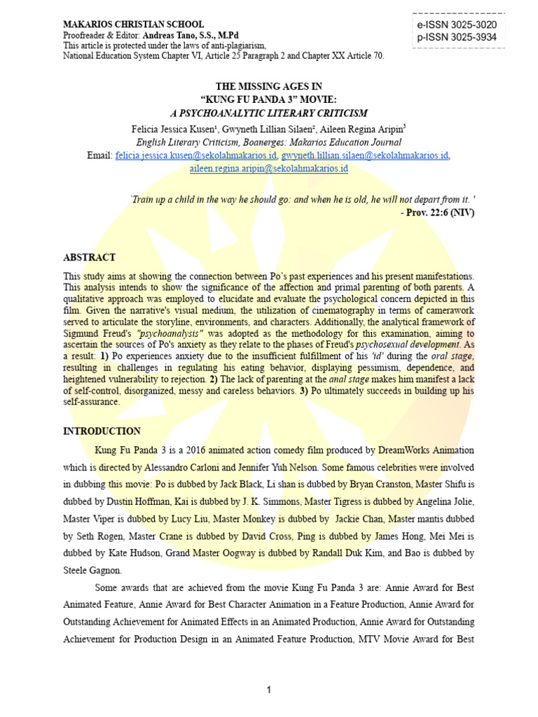 Psychoanalysis of Po in Kung Fu Panda 3 | PDF | Id | Psychology
