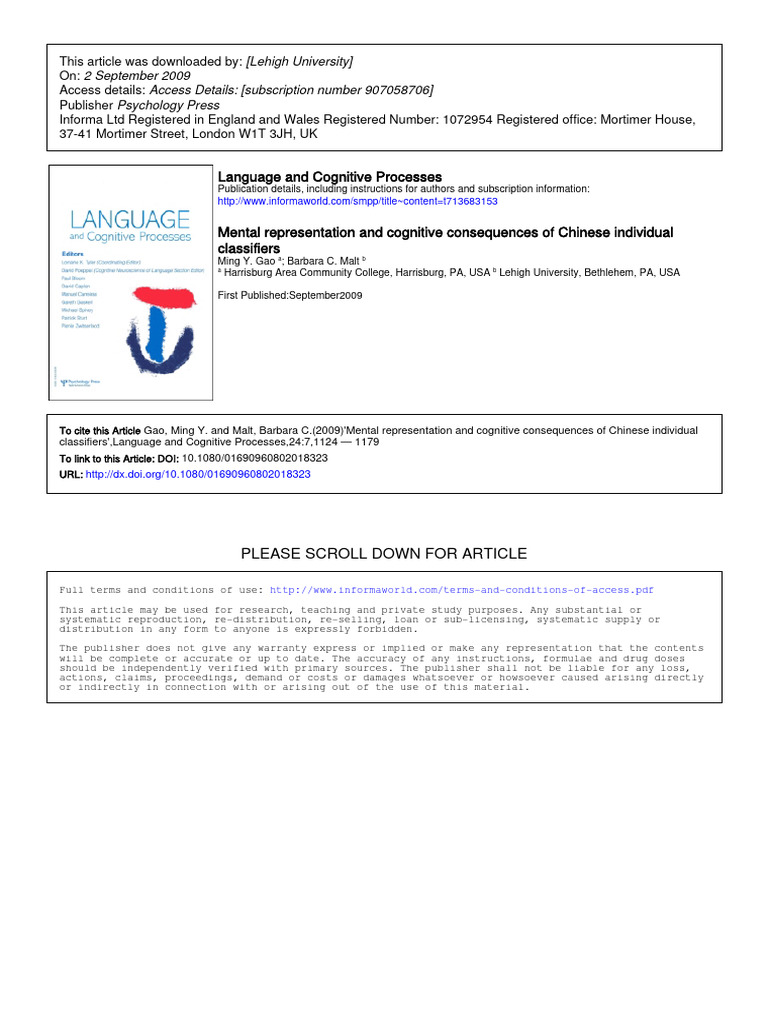 Gao Ming Y., Malt Barbara C. - Mental Representation and Cognitive ...