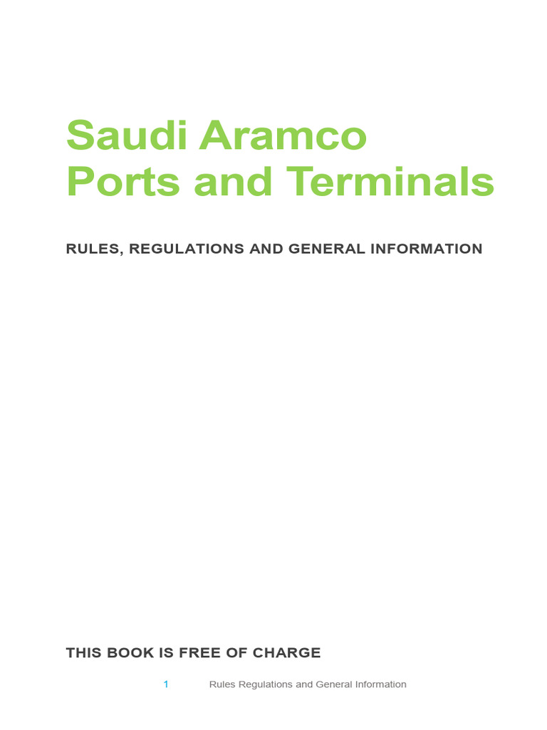 Saudi Aramco Port and Terminal Booklet | PDF | Indemnity | Quarantine