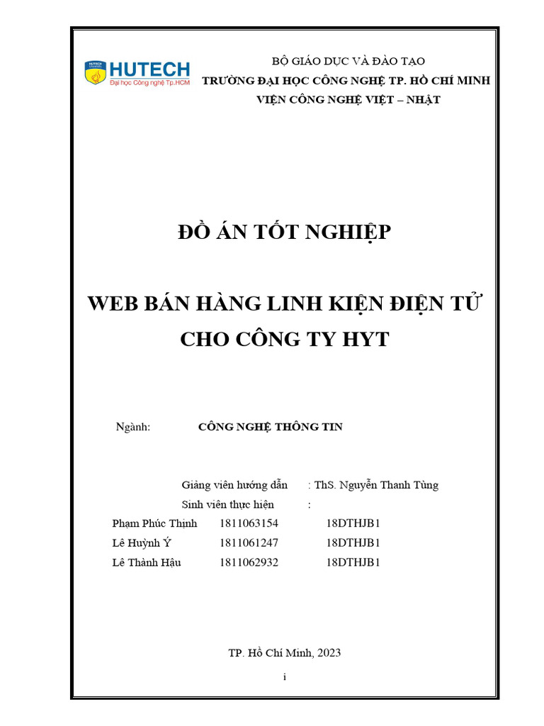 NHOM21 - Web Bán Hàng Linh Kiện Vi Tính Cho Công Ty HYT | PDF
