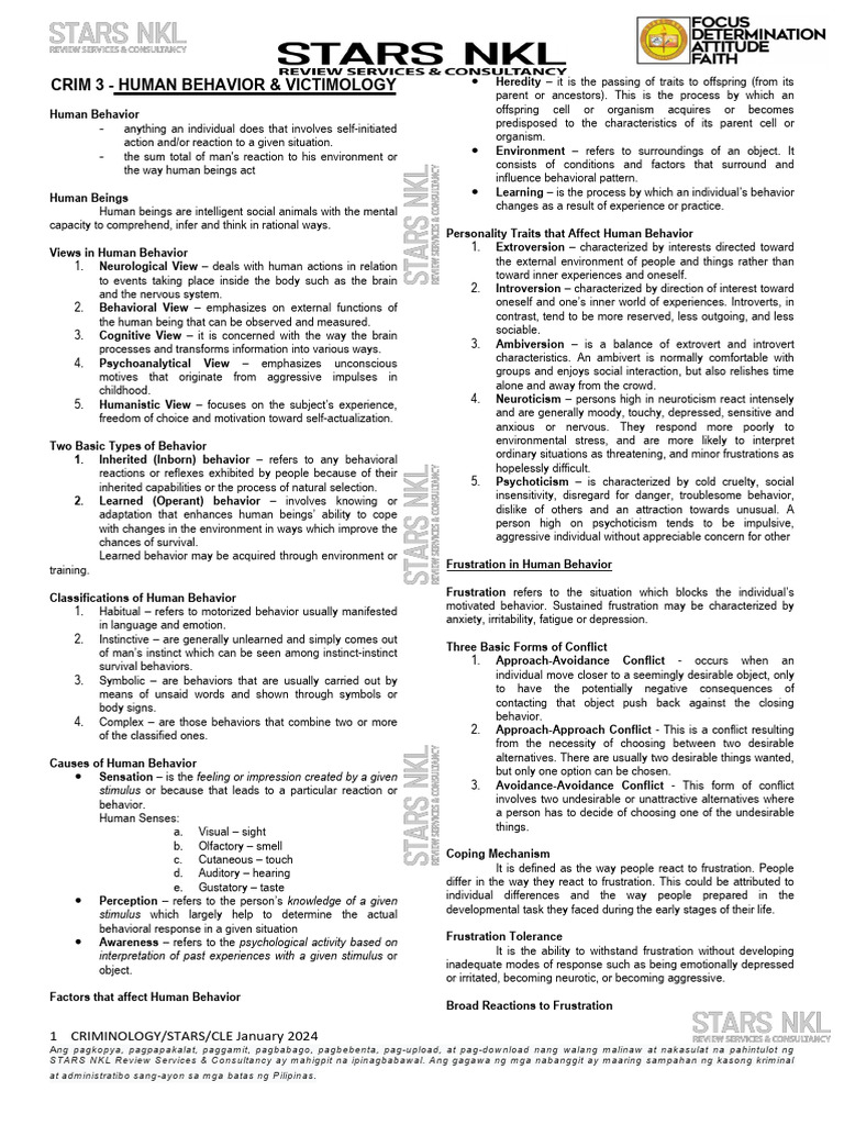 CRIM 3 Human Behavior Victimology | PDF | Extraversion And Introversion | Human Sexual Activity