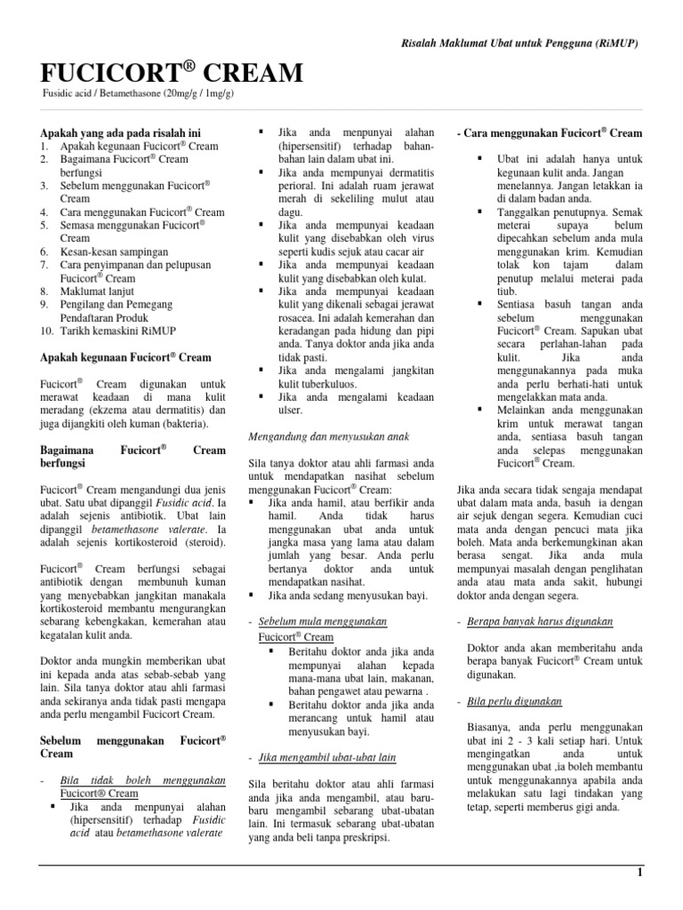 Fucicort Cream Fusidic Acid Betamethasone DKSH Malaysia SDN BHD 19 SEPT ...
