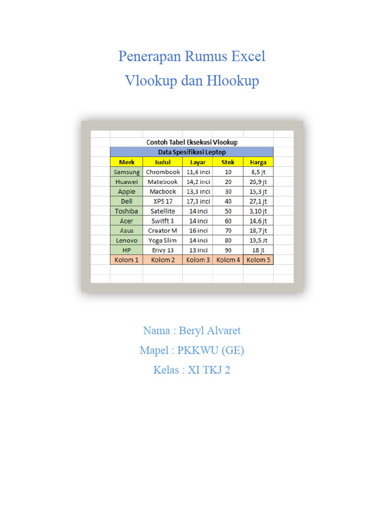 Penjelasan Vlookup Hlookup (PKK) | PDF | Metode & Bahan Ajar