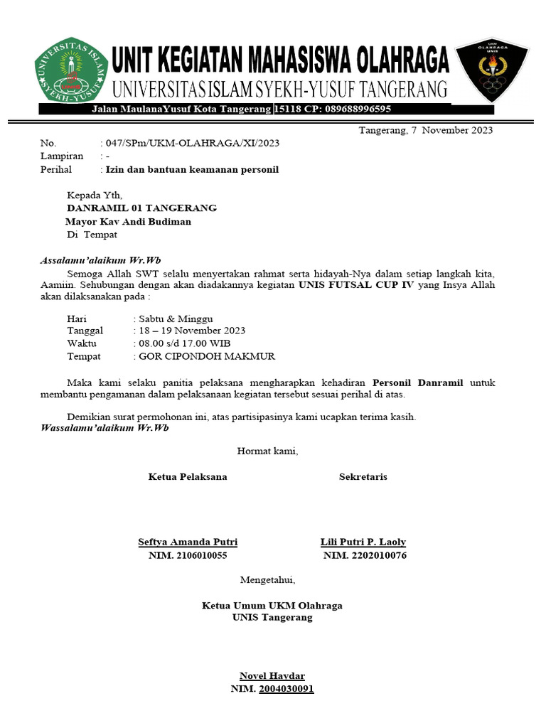 SURAT PERMOHONAN PERSONIL | PDF