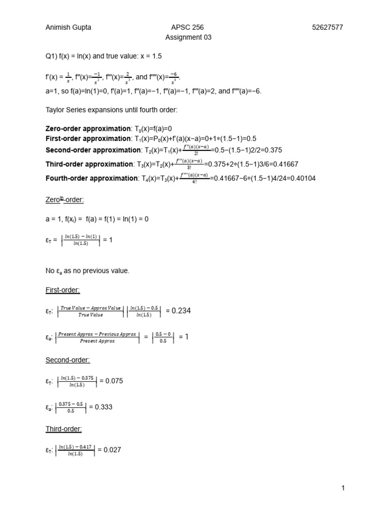Taylor Series and Numerical Methods Analysis | PDF | Mathematical Analysis | Logic
