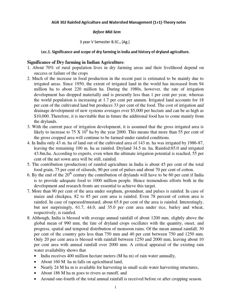 Theory Notes AGR 302 Rainfed Agric. - Before Mid-Sem | Download Free ...