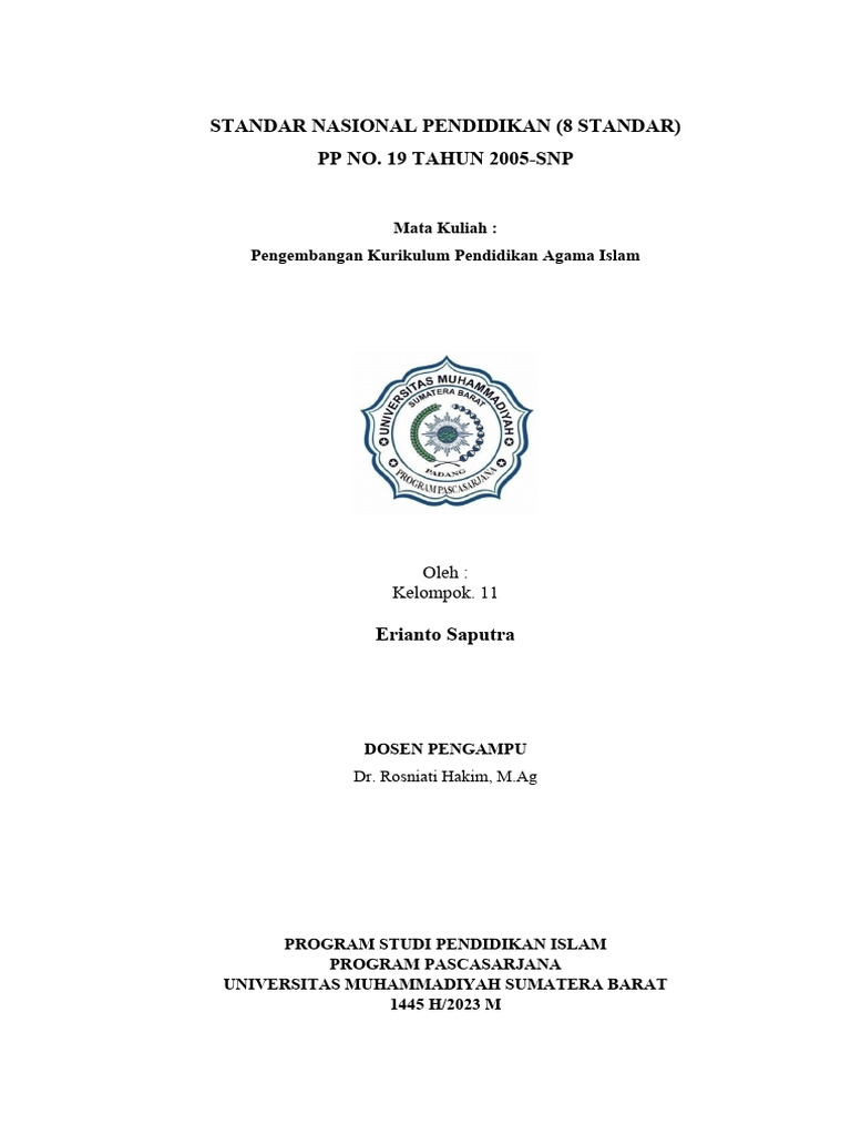 Makalah Standar Nasional Pendidikan (8 Standar) | PDF | Karier & Perkembangan | Kesehatan Holistik