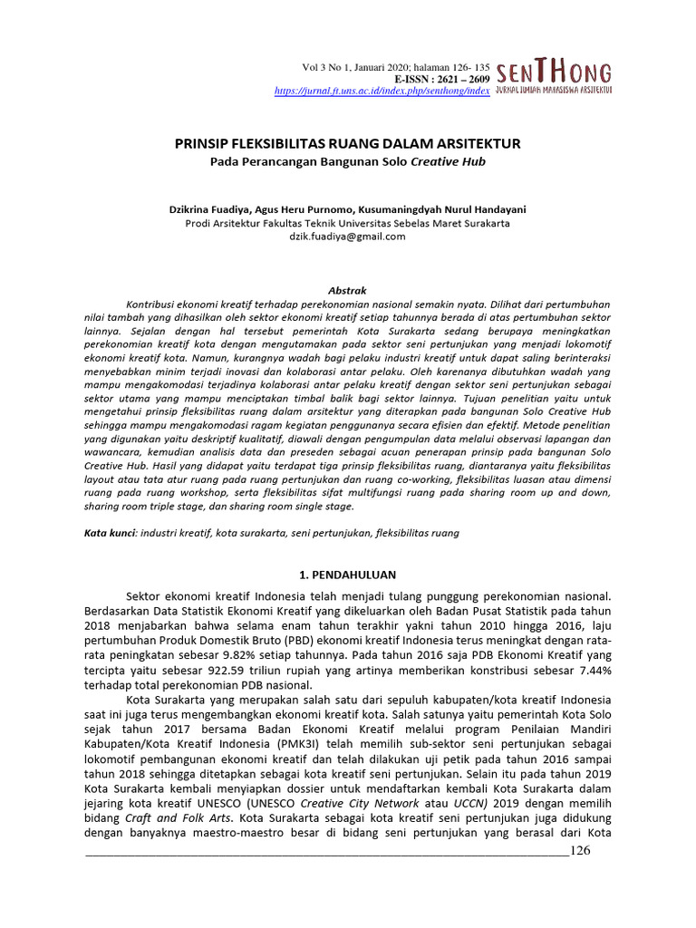 Prinsip Fleksibilitas Ruang Dalam Arsitektur Bangunan Creativ Hub Solo | PDF