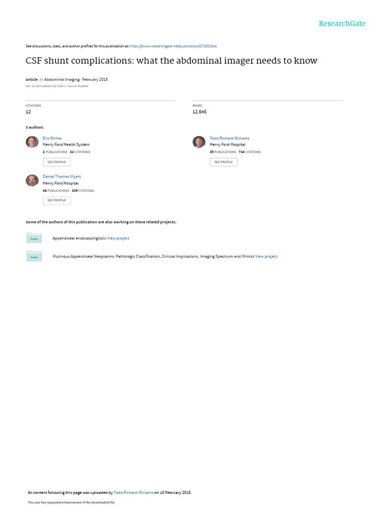 CSF Shunt Complications - What The Abdominal Imager Needs To Know | PDF ...