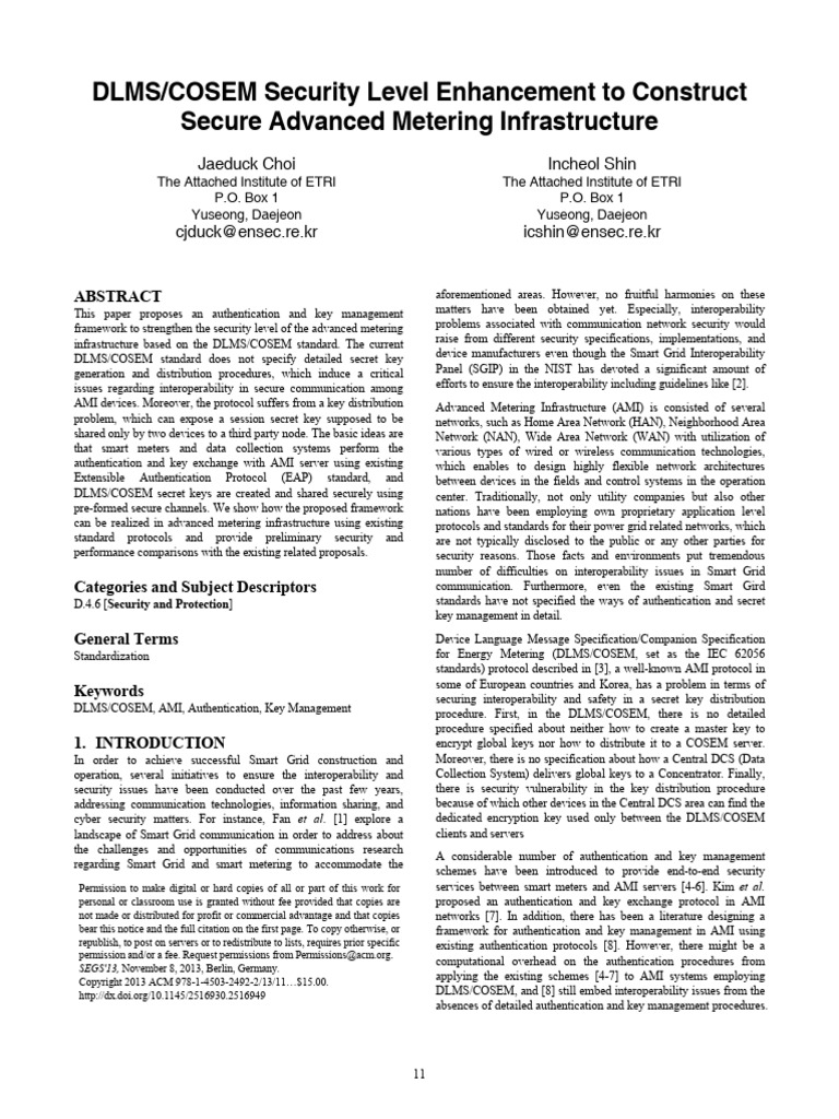 DLMS/COSEM Security Level Enhancement To Construct Secure Advanced ...
