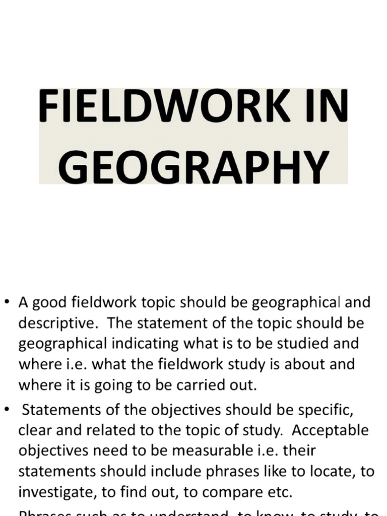 Geography Field Work | PDF | Field Research | Experience