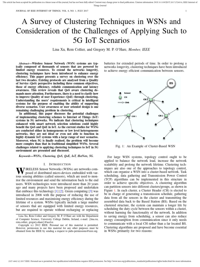 A Survey On Clustering Techniques | Download Free PDF | Wireless Sensor Network | Internet Of Things