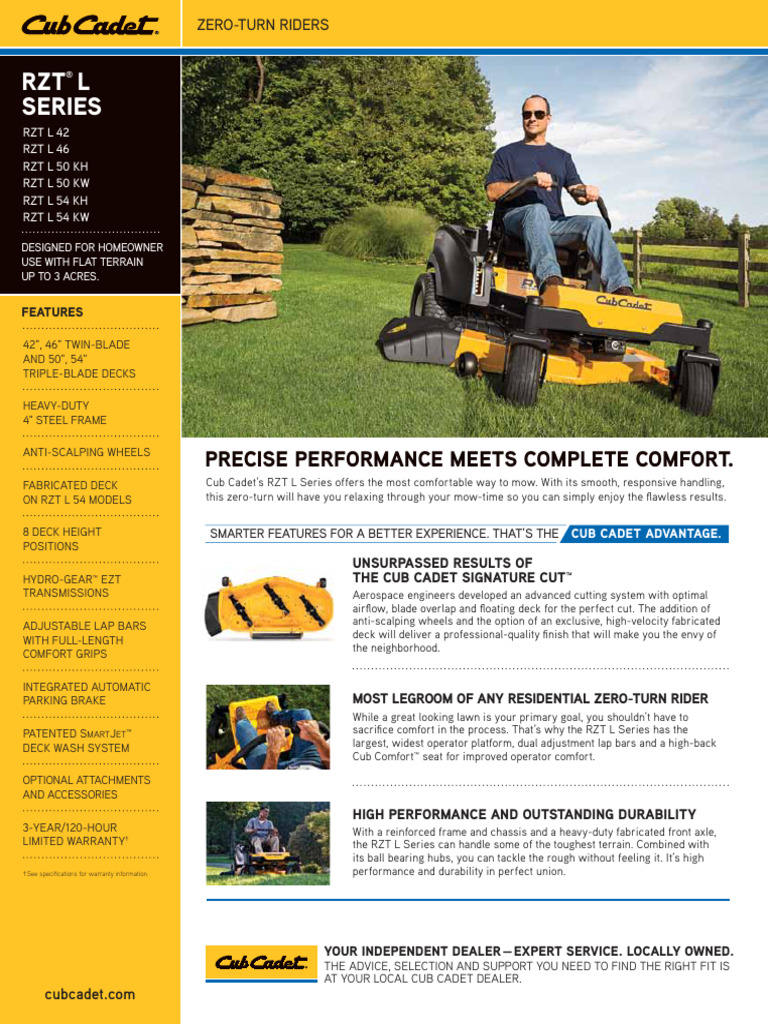 CUB CADET 2014 RZTL SellSheet RevisedMarch | PDF | Horsepower | Bearing ...