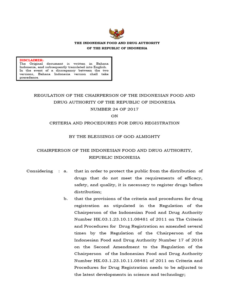 Disclaimer:: The Indonesian Food and Drug Authority of The Republic of ...