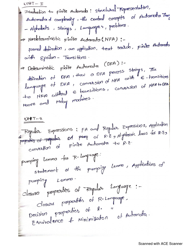 Formal Language Automata Theory (Flat) Unit-1 | PDF