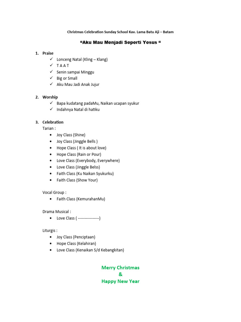 Random Acara Natal Sekolah Minggu | PDF