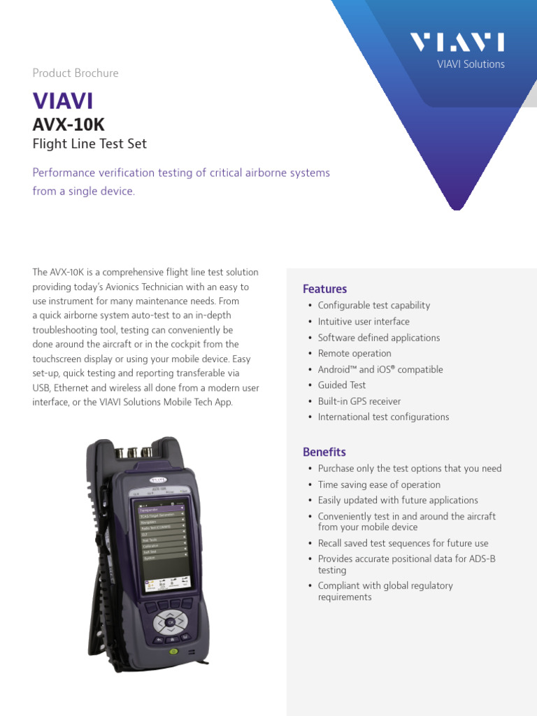 Avx 10k Flight Line Test Set Brochures en | PDF | Coaxial Cable | Computing