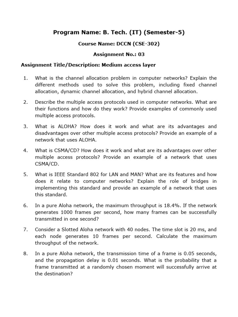 DCCN Theory Assignment-3 | PDF