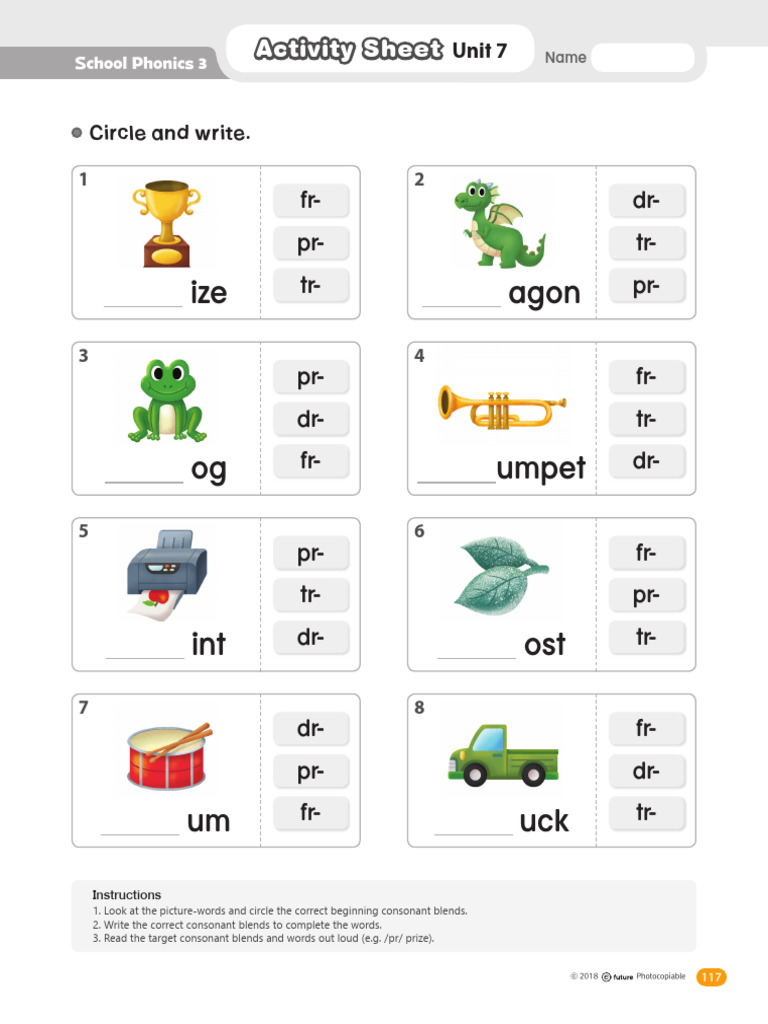 07 - School Phonics - Book3 - Activity Sheet - Unit7 | PDF | Language ...