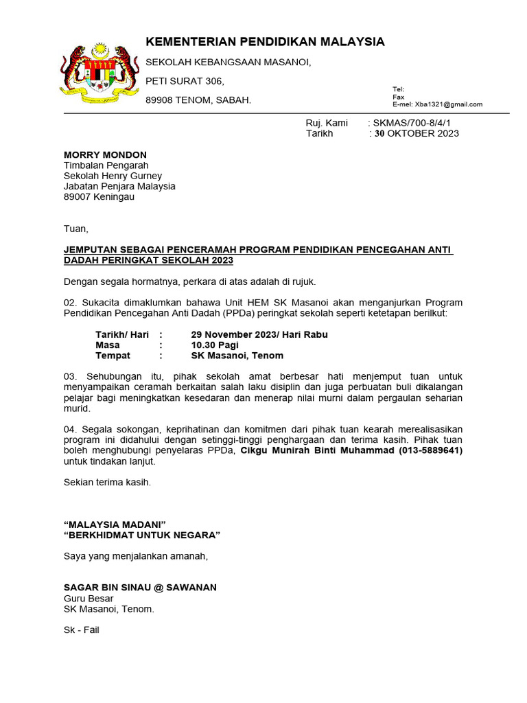 Surat Jemputan Penceramah | PDF