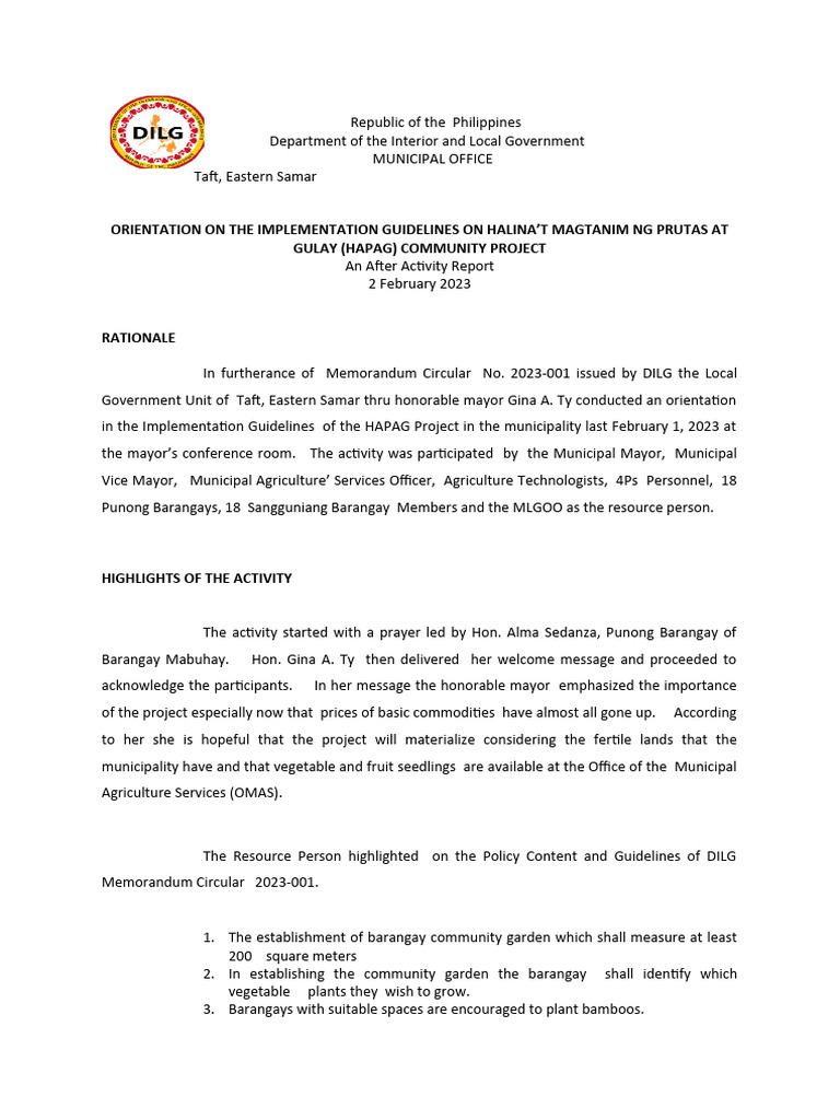 After Activity Report Hapag Project | Download Free PDF | Vegetables ...