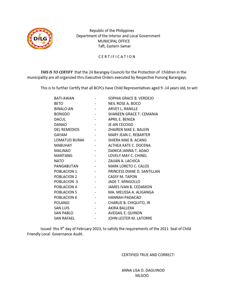 Certification BCPC Child Representative | PDF