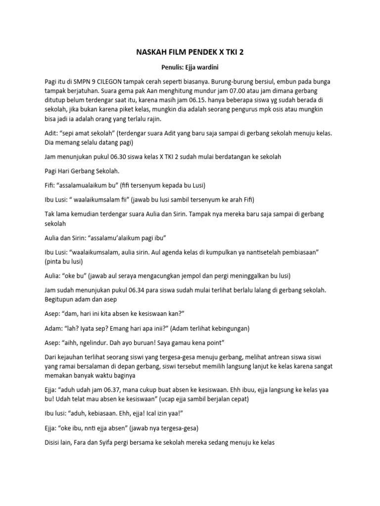 Naskah Short Movie X Tki 2 - Revisi | PDF