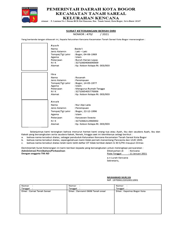 Contoh Surat SKBD TNI AD dari Desa | PDF