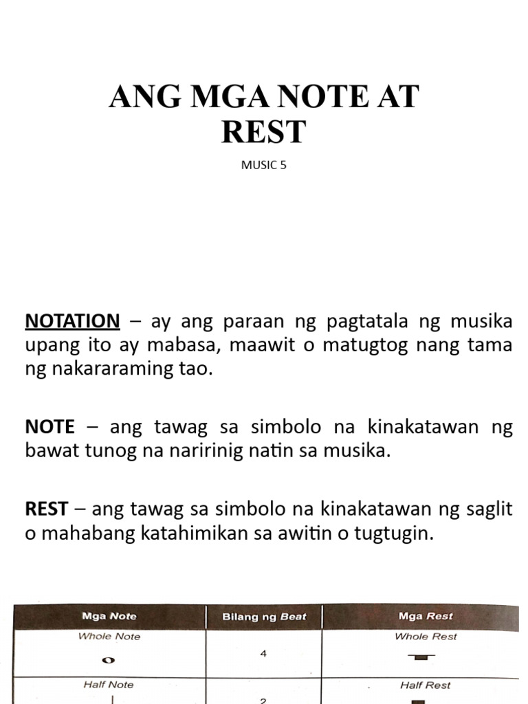 Ang Mga Note at Rest | PDF