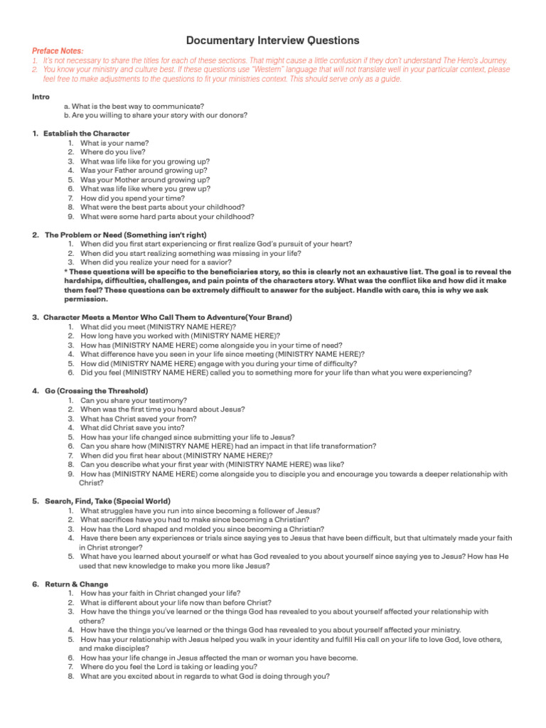 Documentary Interview Questions | PDF | Jesus | Disciple (Christianity)