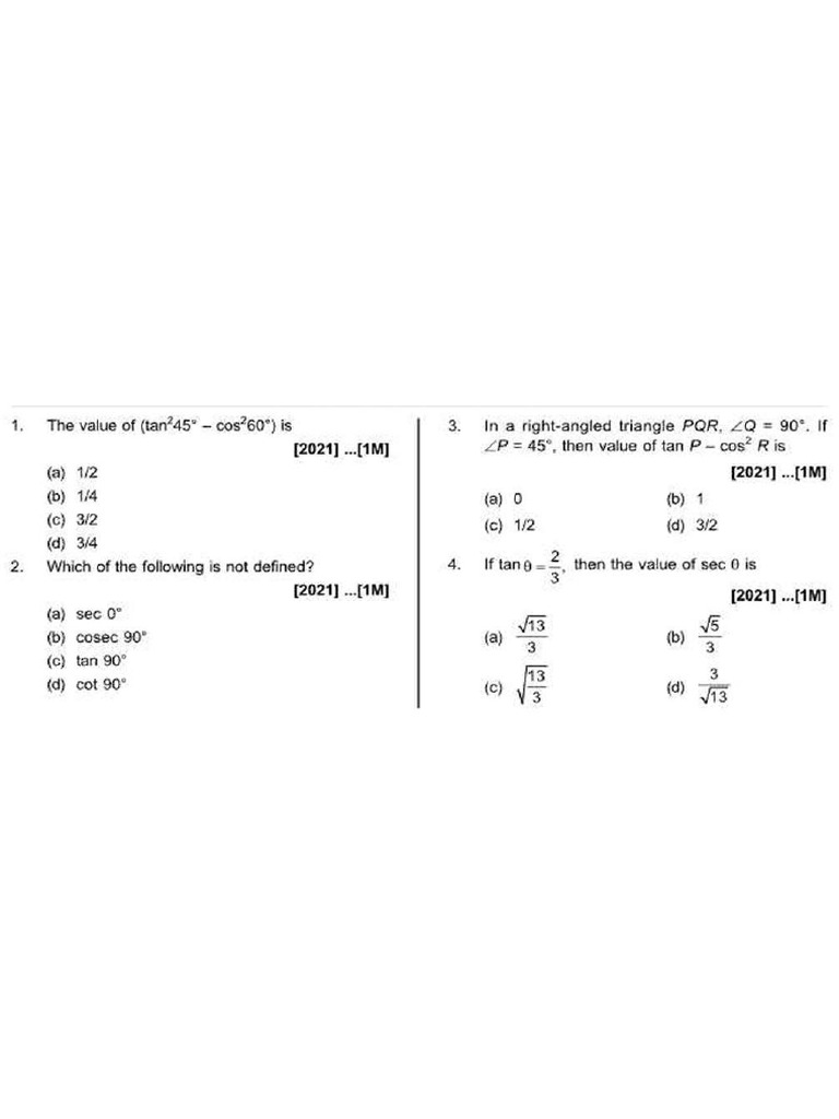 Trigonometry PYQs | PDF