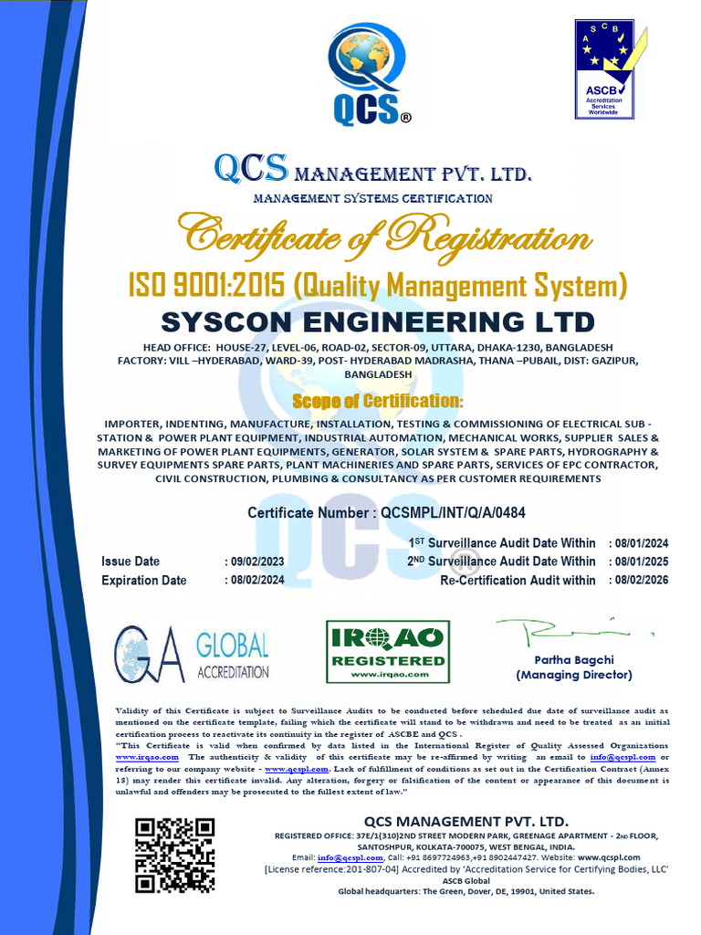 Certificate of Registration - QMS | PDF | Business