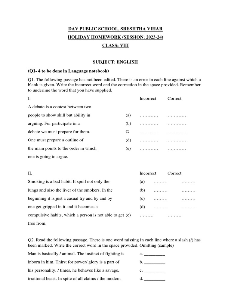 Class 8 HHW 2023-24 | PDF | Sustainable Development | Sustainability
