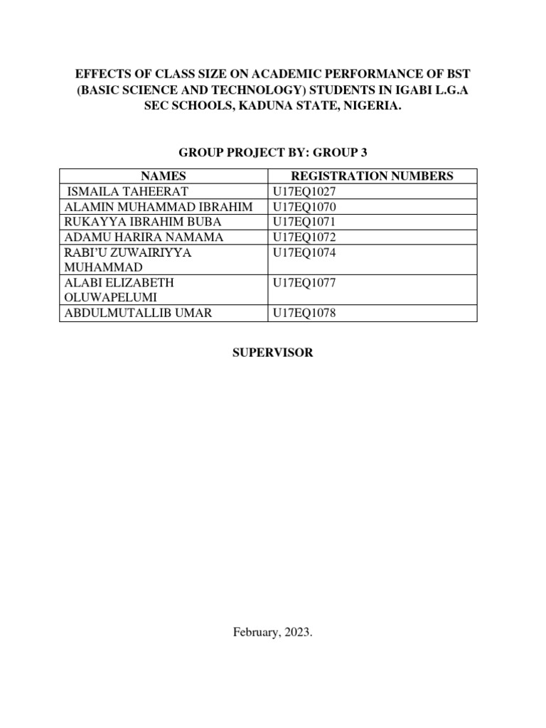 Class Size Impact on BST Student Performance | PDF | Teachers | Science ...