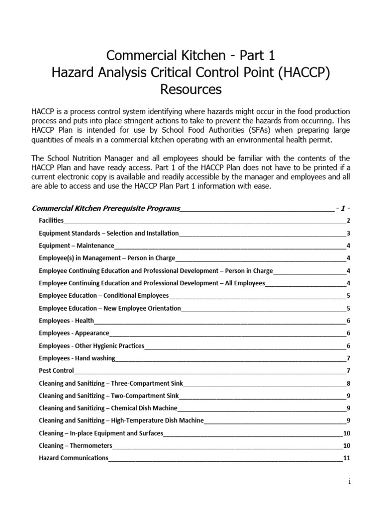 HACCP Guidelines for School Kitchens | PDF | Food Safety | Hand Washing