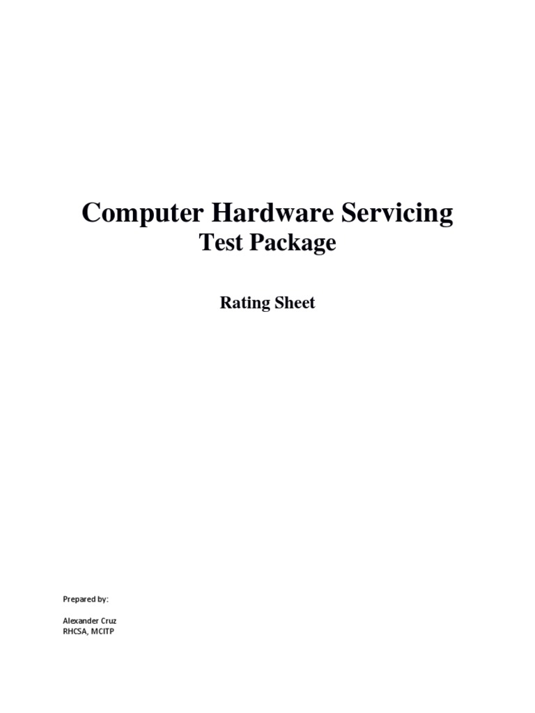 Computer Hardware Servicing Test Package: Assessing Core Competencies ...