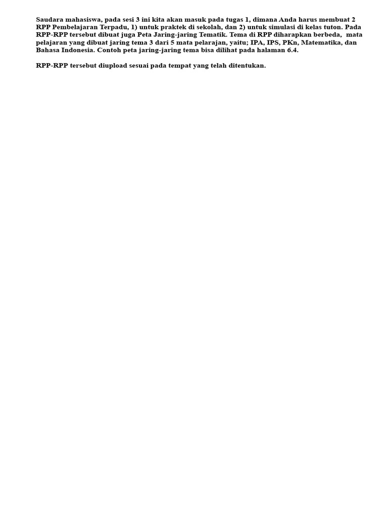 Tugas 1 Pembelajaran Terpadu Di SD | PDF