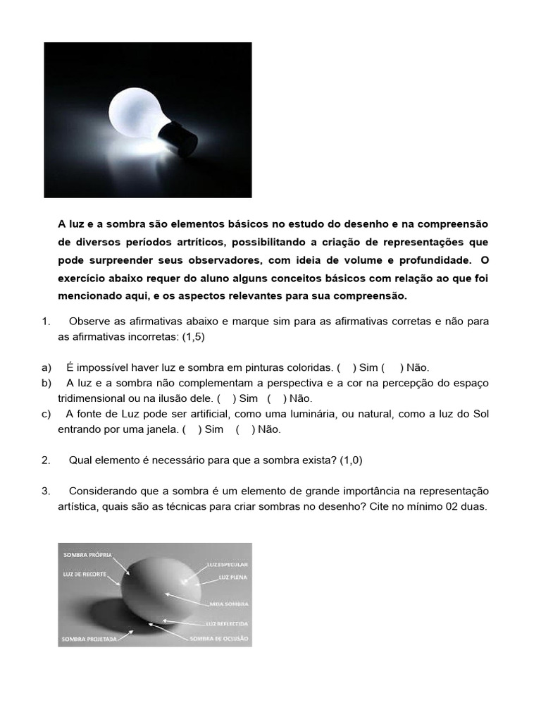 A Luz e A Sombra São Elementos Básicos No Estudo Do Desenho e Na ...