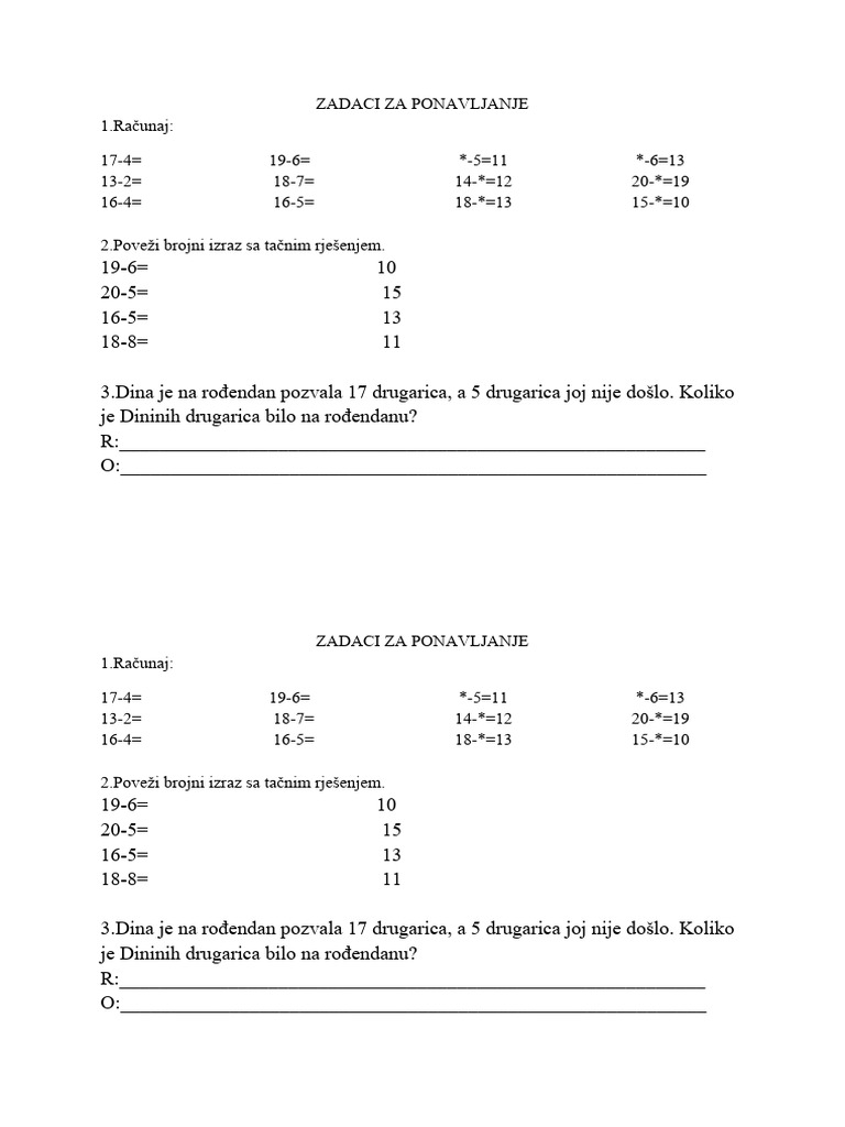 ZADACI ZA PONAVLJANJE MM | PDF