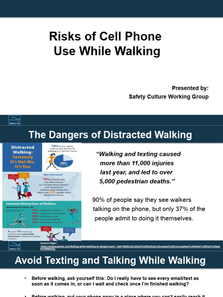 Cell Phone - Risks of Cell Phone Use While Walking - Multiple Slides ...