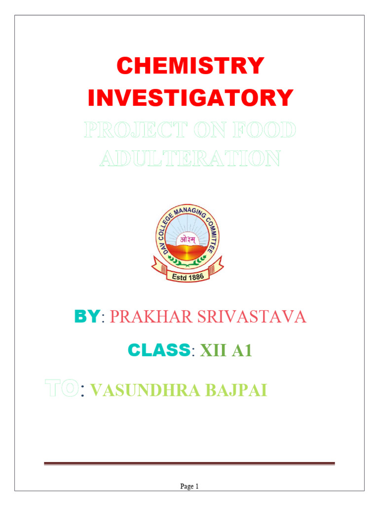 Food Adulteration Chemistry Project | PDF | Chili Pepper | Acetic Acid