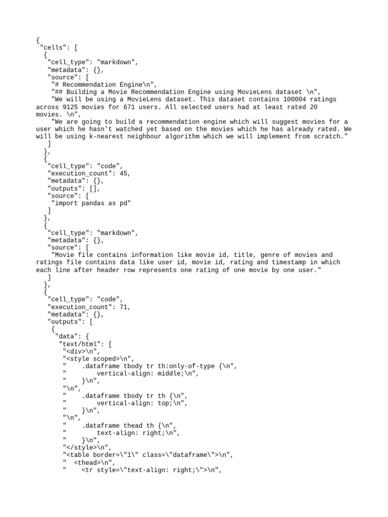 Movie Recommendation Engine - Ipynb | PDF | Computing | Information Science Movie Recommendation Engine - Ipynb | PDF | Computing | Information Science