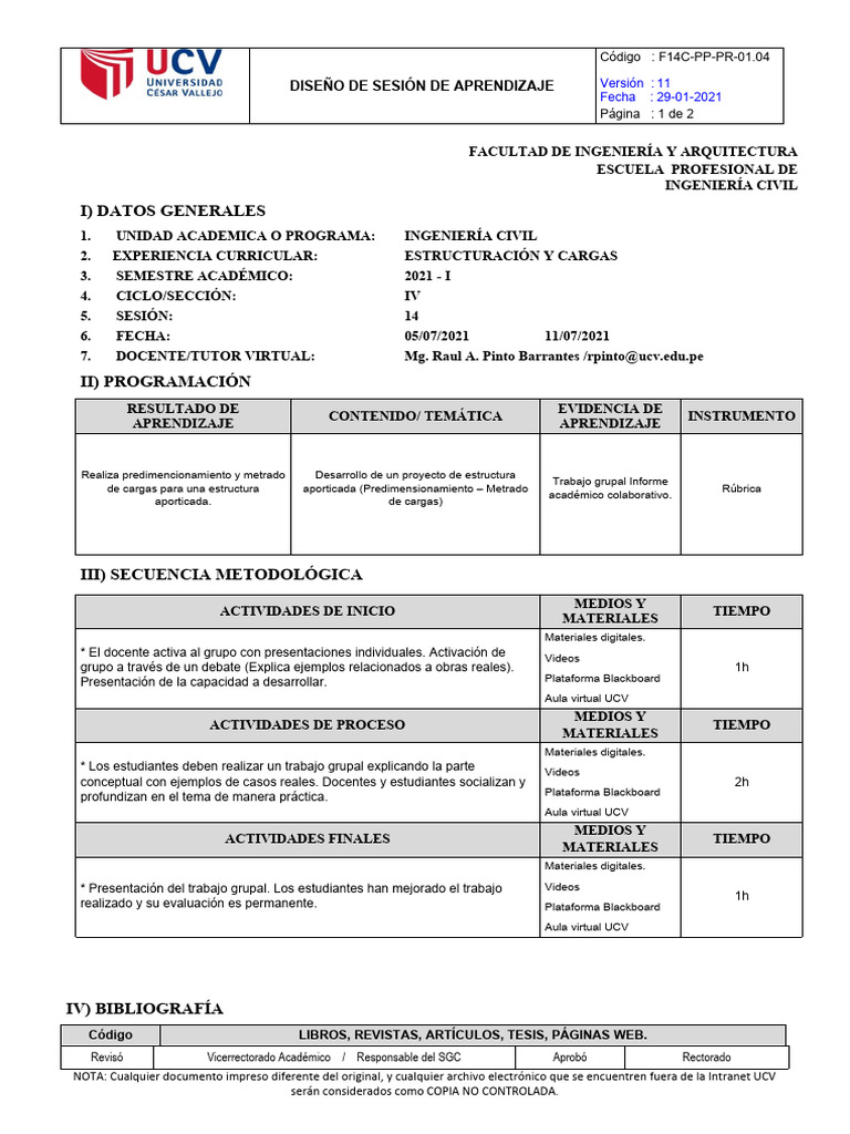 Sesion de Aprendizaje 14 | PDF | Maestros | Aprendizaje