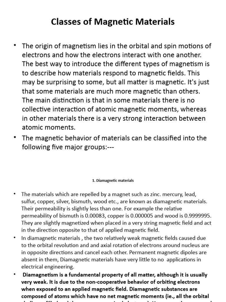 Magnetic Materials and Their Types | PDF | Magnetism | Ferromagnetism