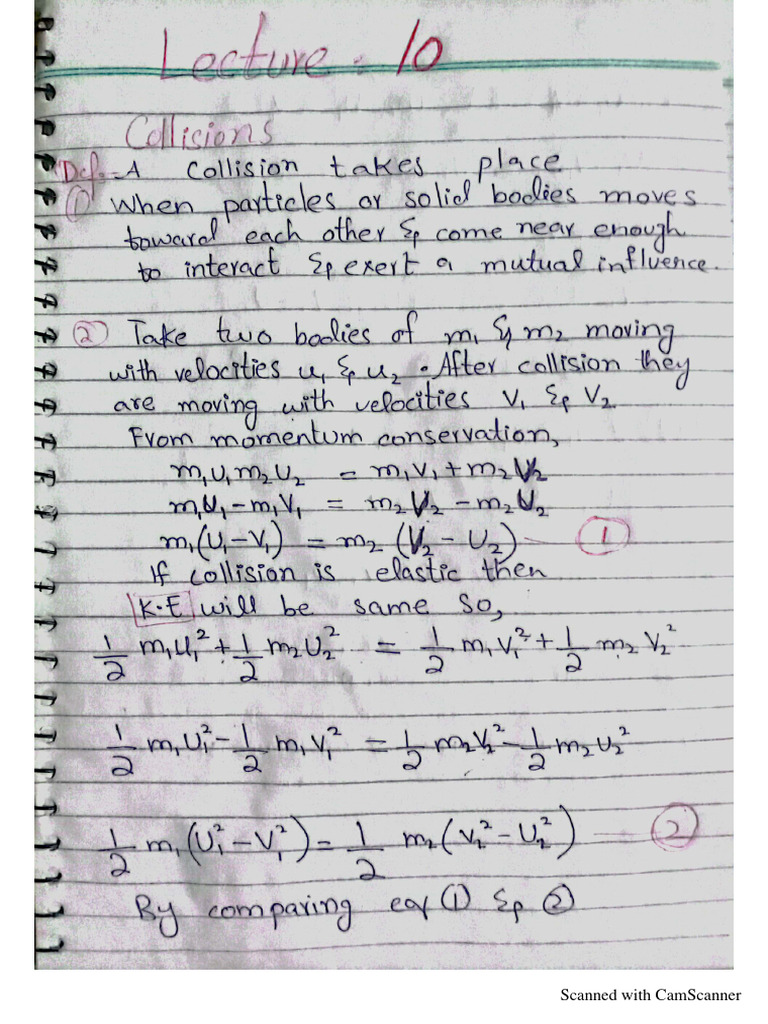 Phys101 Lecture 10 Handwritten Notes | PDF